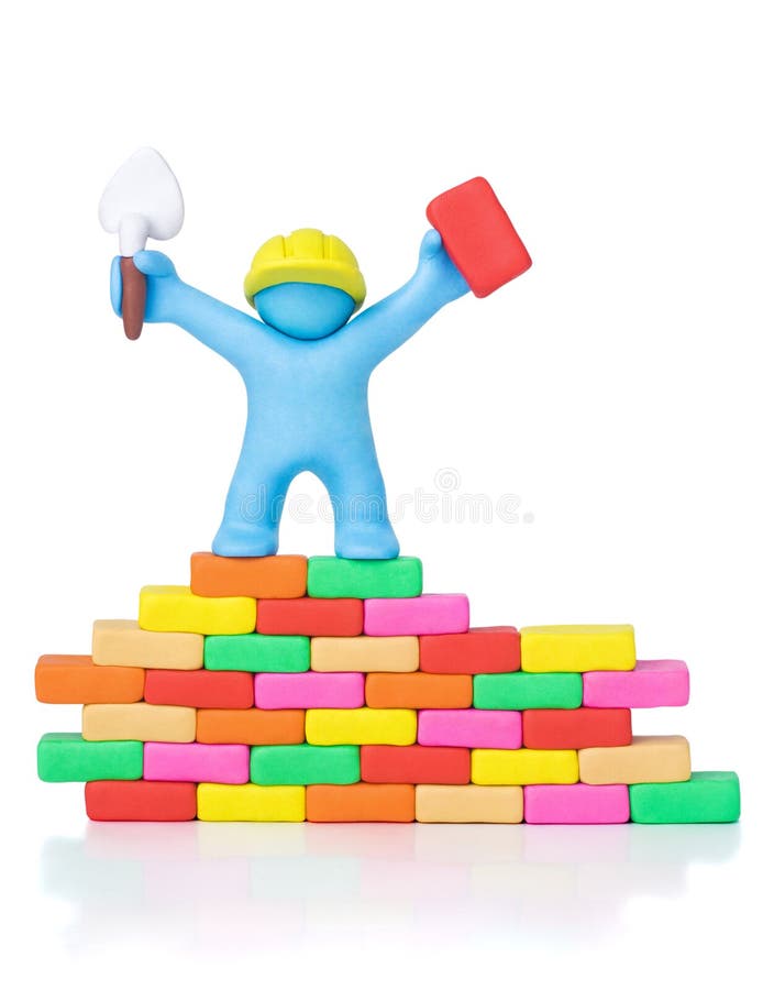 Happy Builder Building. Clipping Path Stock Photo - Image of clipping ...
