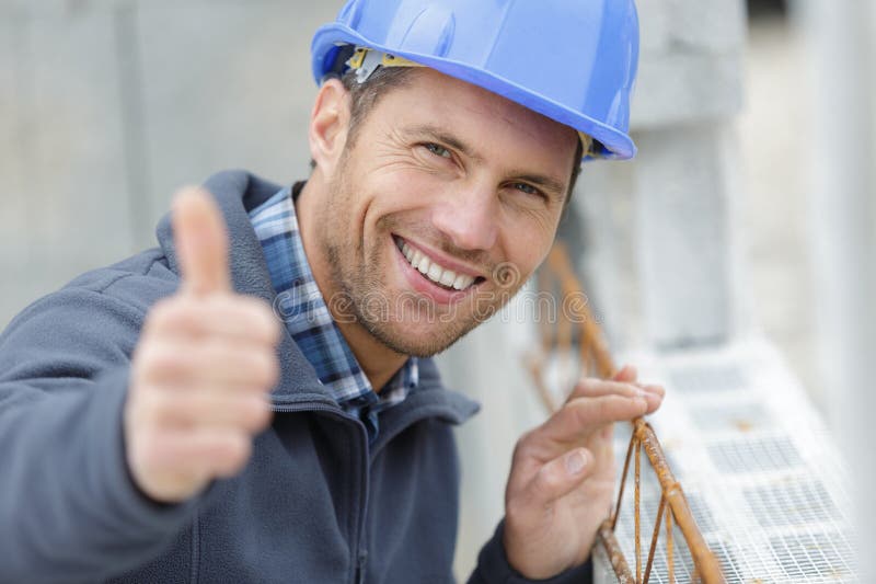 Happy Builder Hansome Builder Showing Thumbs To Camera Stock Image ...