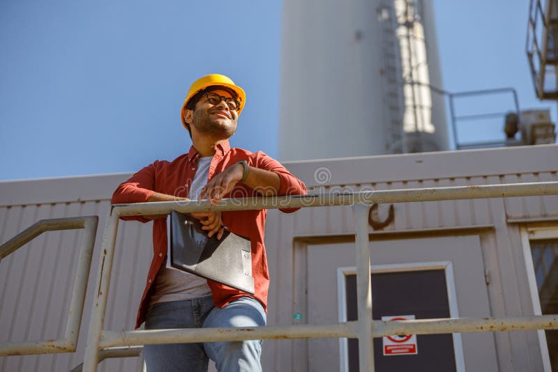 Young Construction Specialist Working on Modern Plant Stock Photo ...