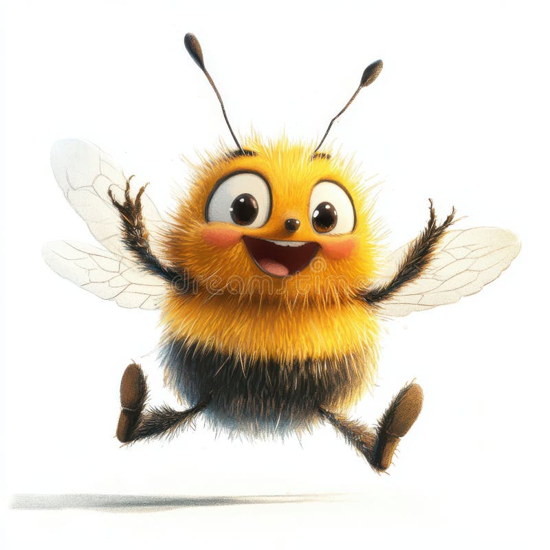 Happy Bumblebee in Flight Joyful Insect Cartoon Character Stock ...
