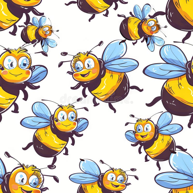 Happy Bumblebee pattern stock illustration. Illustration of generative ...