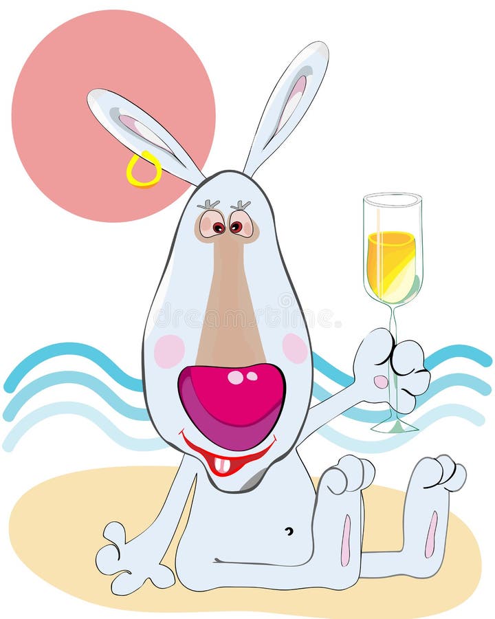 Drunk Rabbit stock vector. Illustration of grass, fuzzy - 35700061