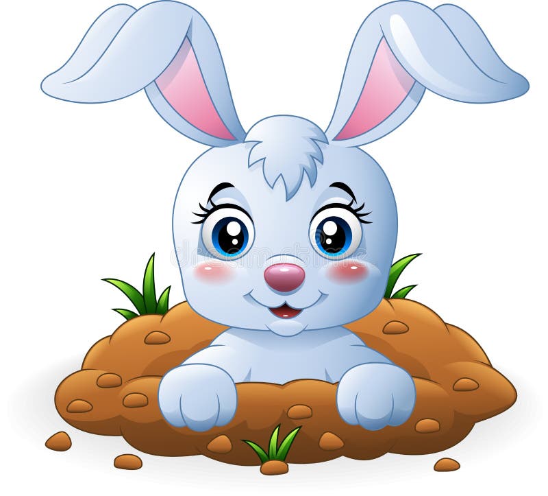 Happy Bunny Cartoon in the Hole Stock Vector - Illustration of hole ...