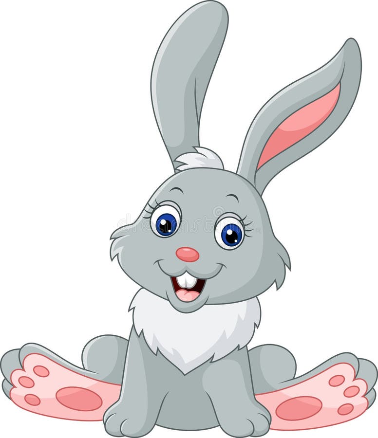 Happy Bunny Cartoon Isolated on White Background Stock Vector ...