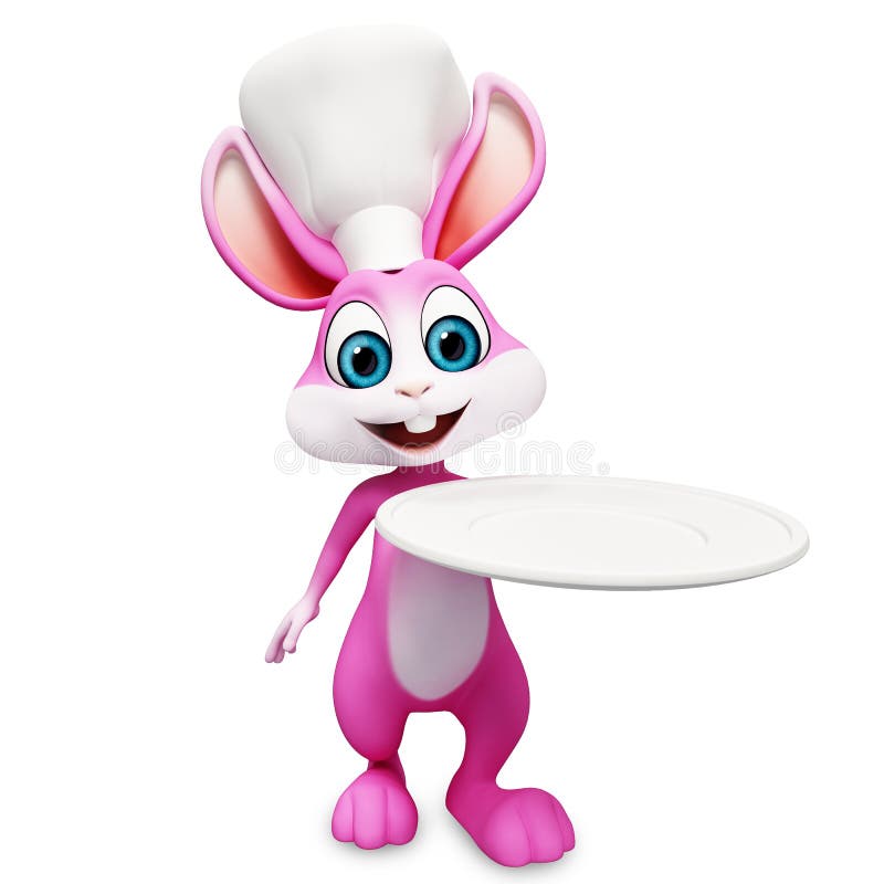 Happy bunny in chef dress stock illustration. Illustration of grinning ...