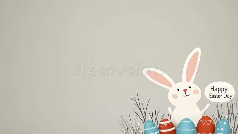 Happy Bunny with Easter Eggs and Grass, Celebrating Easter Day Joyfully ...