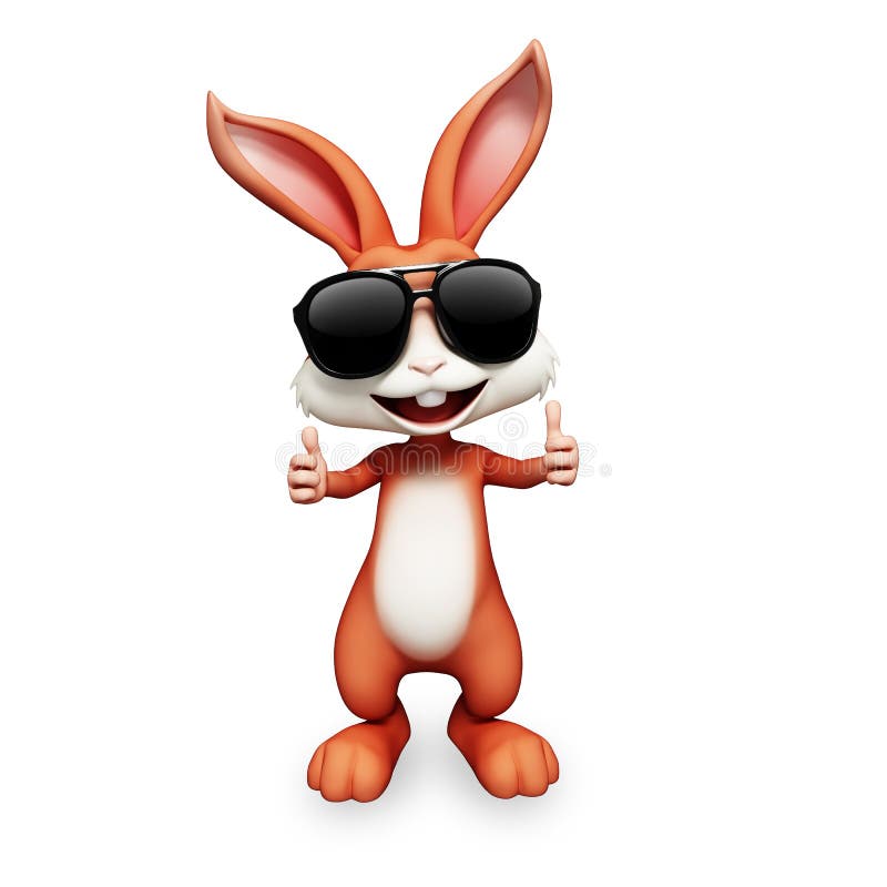 Happy Bunny Thumb Up with Sunglass Stock Illustration - Illustration of ...