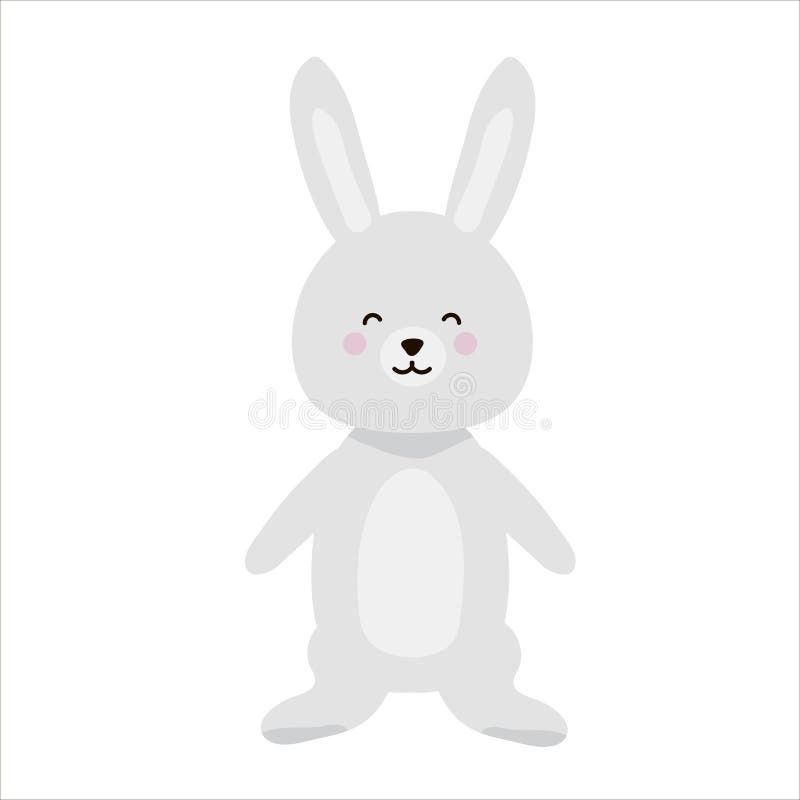 Happy Bunny Vector Illustration. Cute Rabbit Cartoon Character Stock ...