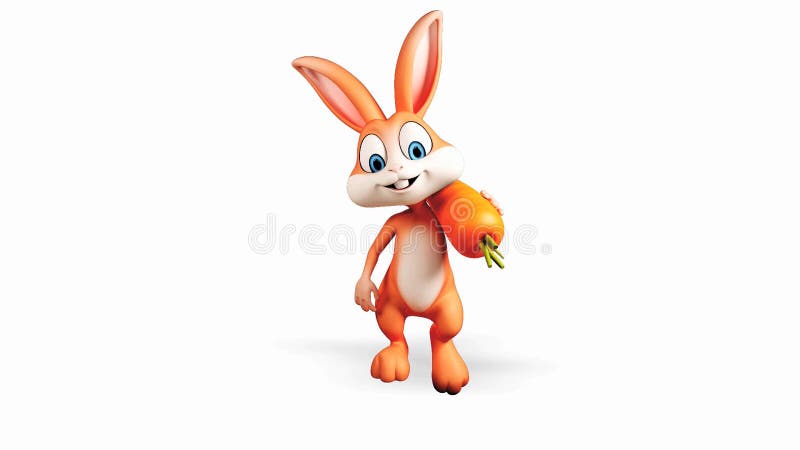 Happy Bunny Walking with Carrot Stock Video - Video of grinning ...