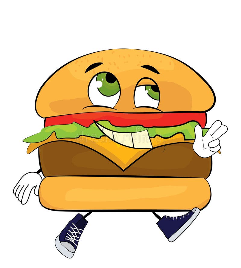 Happy burger cartoon stock illustration. Illustration of hamburger ...