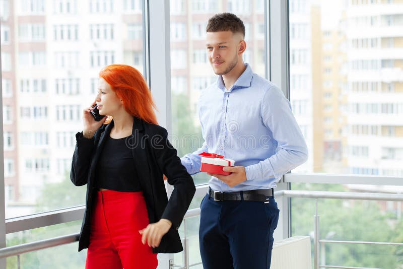Happy Business Colleagues in Modern Office Using Laptop Stock Image ...