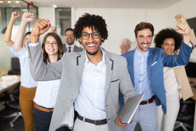 Happy Business Colleagues in Modern Office Working Together Stock Photo ...
