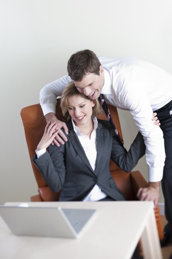 Happy business couple stock photo. Image of brown, male - 16338796