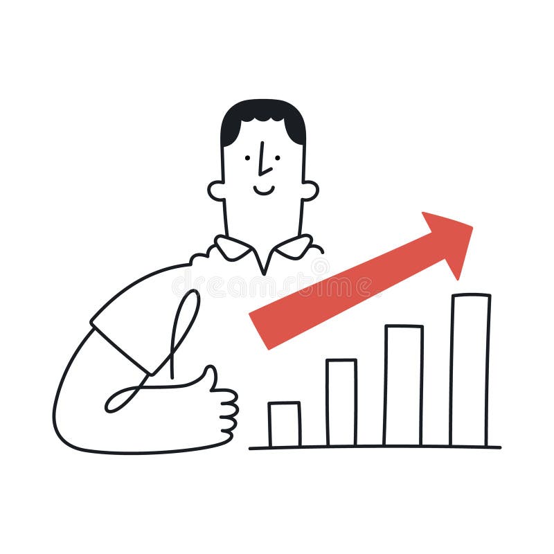 Happy Business Guy Pointing at Positive Graph Chart and Thumb Up ...