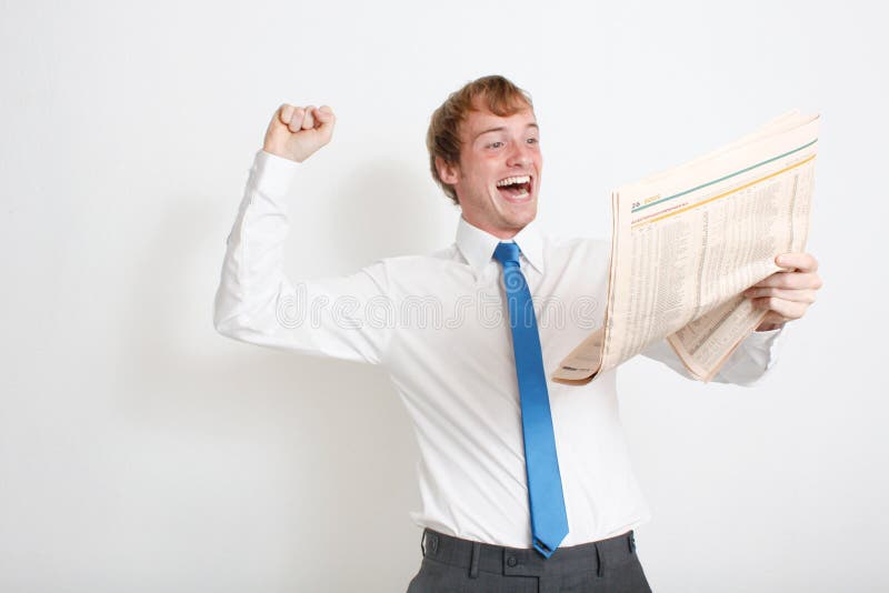 Happy business man stock image. Image of newspaper, news - 10947387