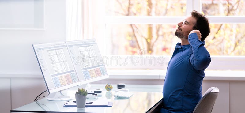 Happy Business Man Boss Leaning Back Working Stock Image - Image of ...