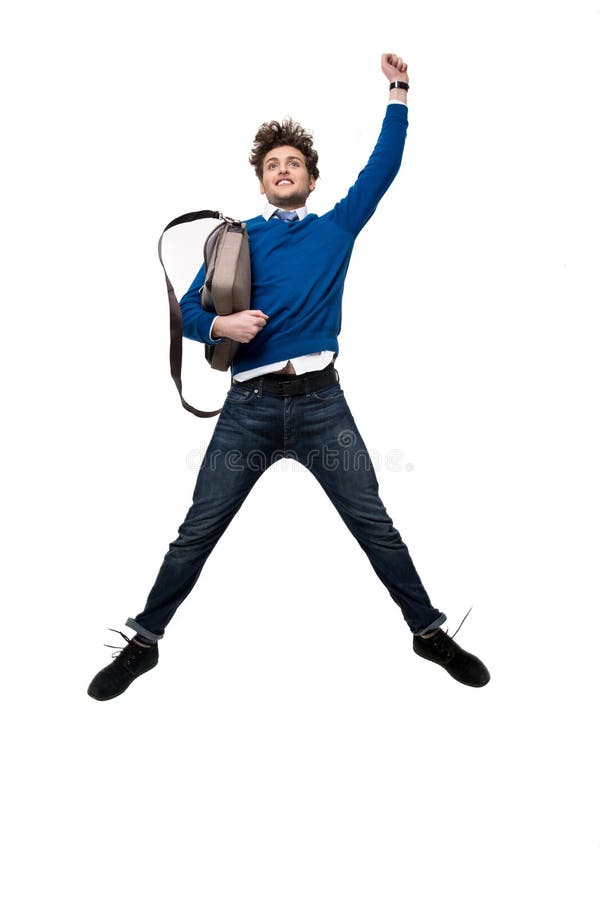 Laughing Business Man Jumping Bag Stock Photos - Free & Royalty-Free ...