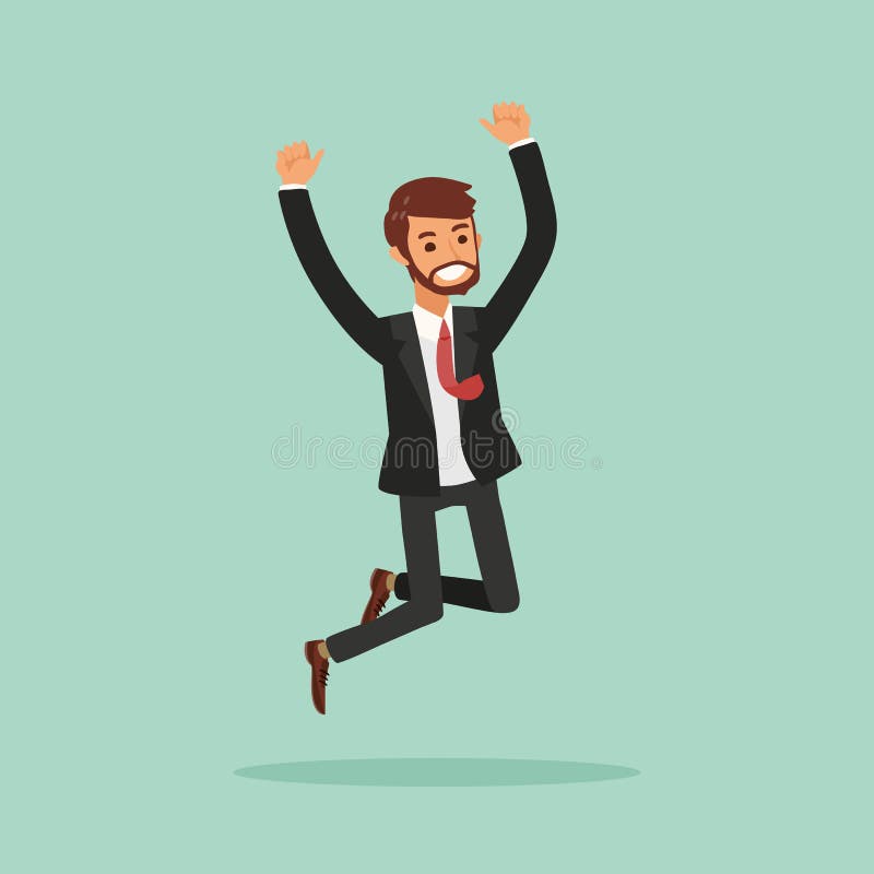 Happy Business Team Jumping. Karaoke Party Celebration Concept Cartoon ...