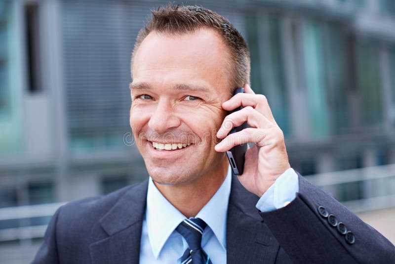 Business Man Making Cell Phone Call Stock Photo - Image of employee ...