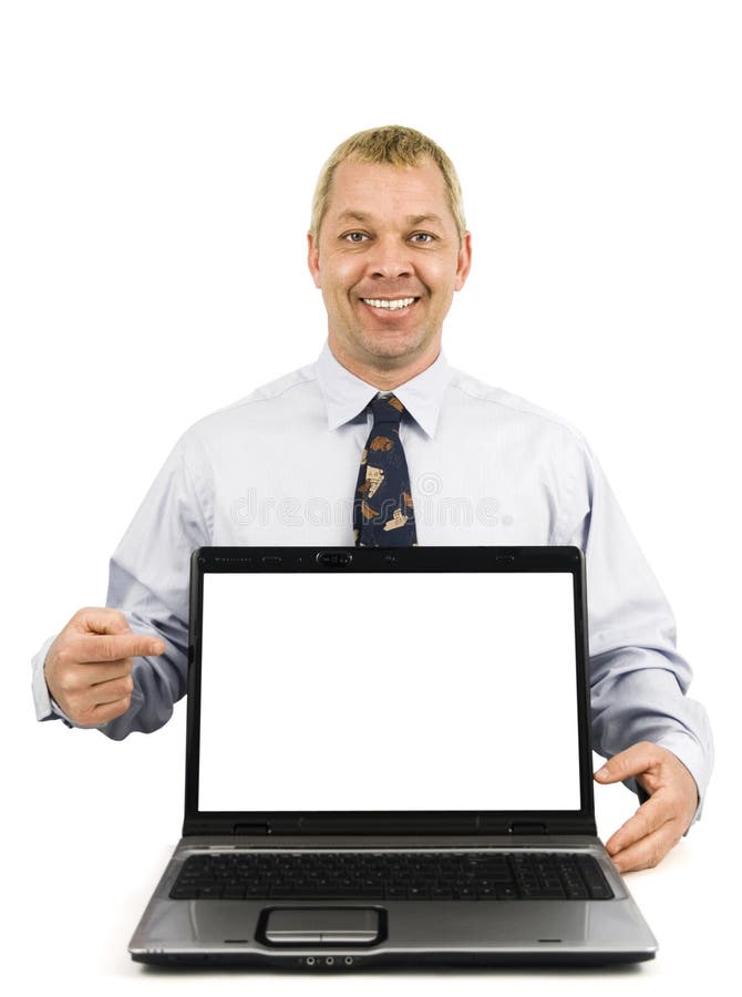 Happy Business Man Presenting Stock Photo - Image of copy, smiling: 9783646