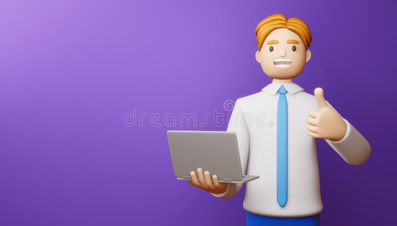 Happy Business Man Thumbs Up with Notebook, 3d Rendering Stock ...