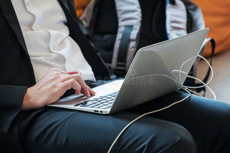 Happy Business Man Working a Laptop Computer Stock Photo - Image of ...
