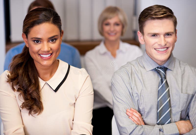 Happy Business People Attending Meeting Stock Photo - Image of formal ...