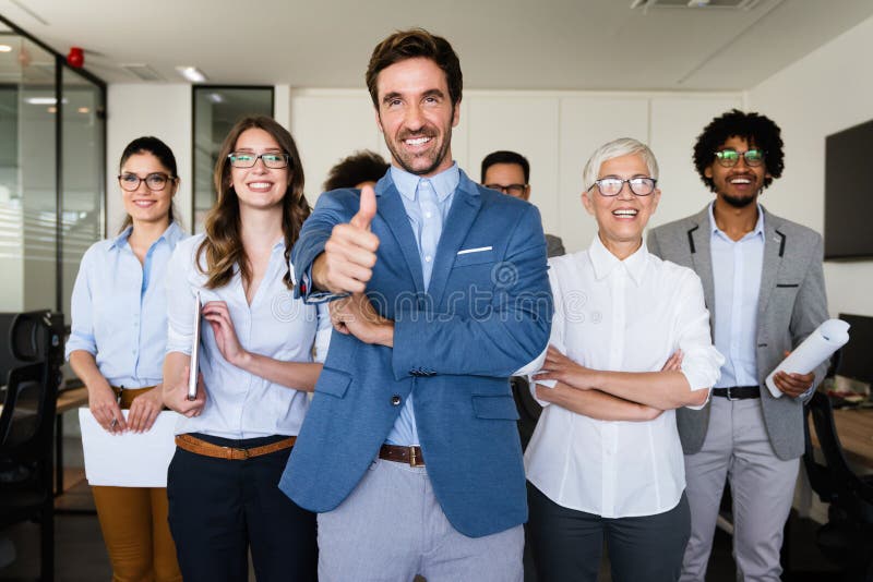 Happy Business People Celebrating Success At Company Stock Image