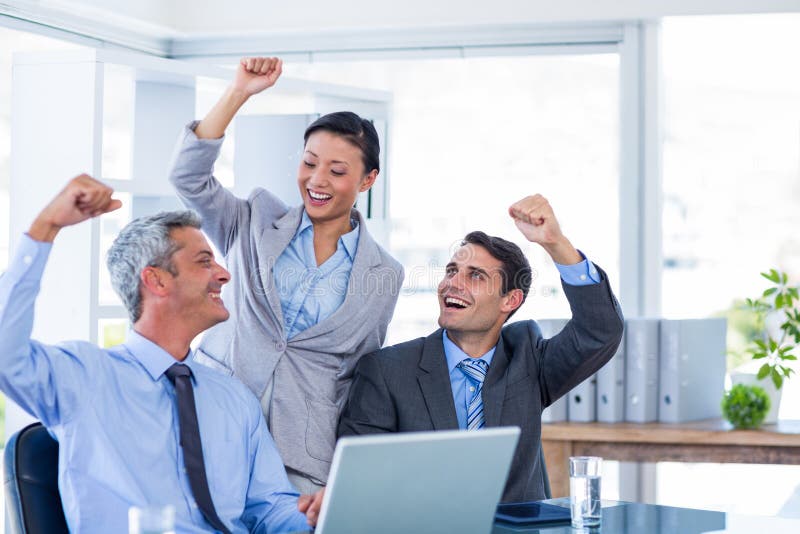 Happy Business People Cheering Together Stock Image - Image of ...
