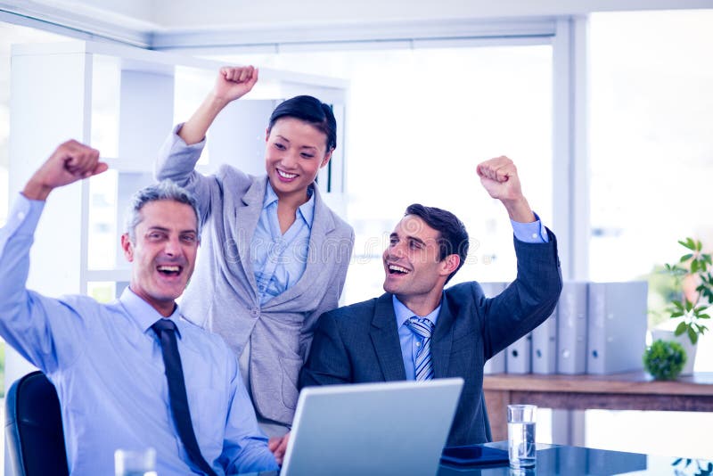 Happy Business People Cheering Together Stock Photo - Image of ...