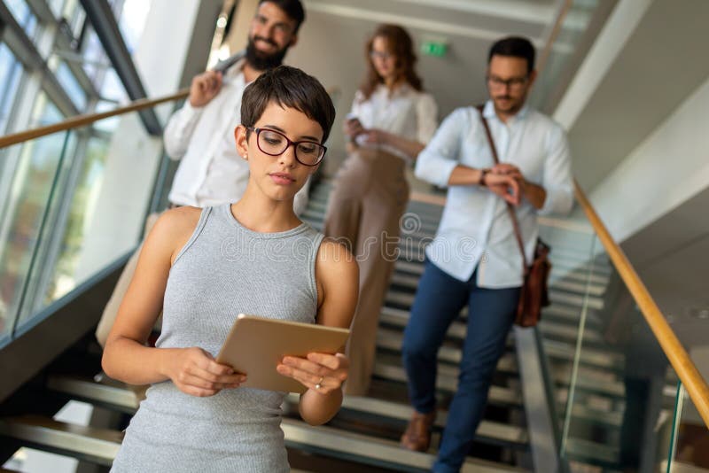 Happy Business People, Colleagues in Modern Office Working Together and ...