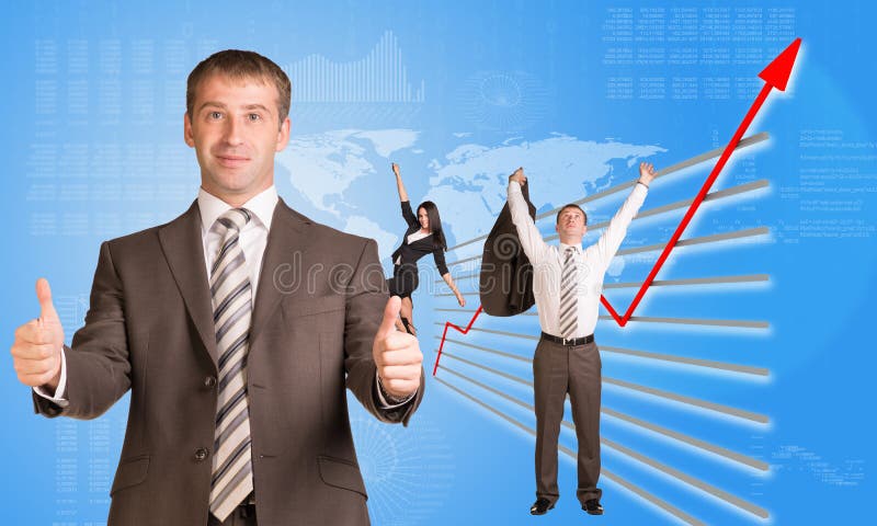 Happy Business People and Graphical Chart Stock Photo - Image of ...