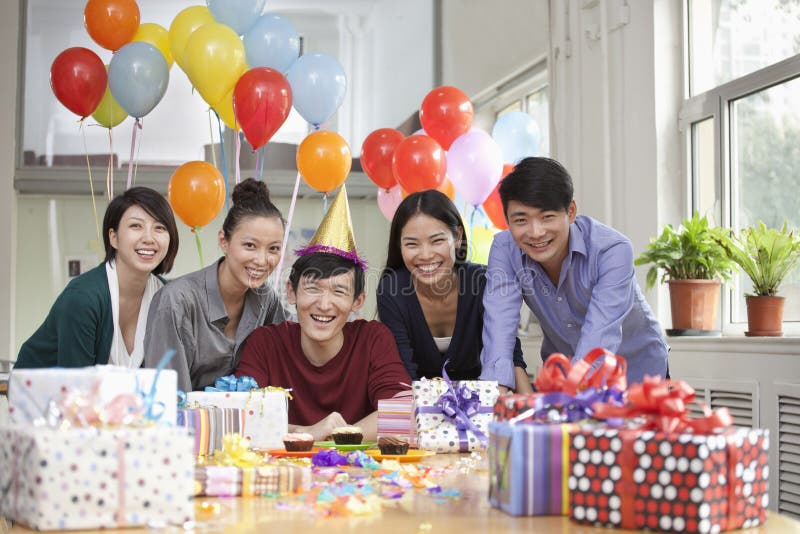 Happy Business People at Office Party Stock Image - Image of coworker ...