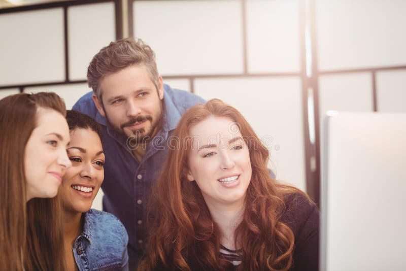 Happy Business People Using Computer Stock Image - Image of male, group ...