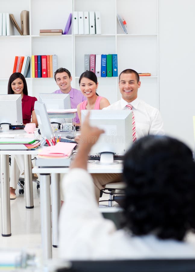 Happy Business People Working at Computers Stock Image - Image of ...