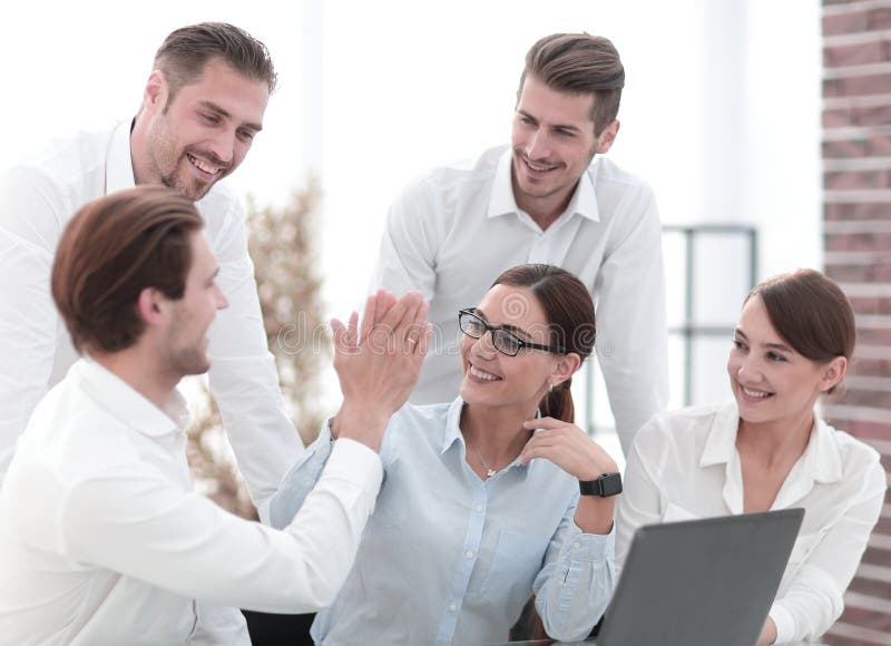 Happy Business Showing Their Success Stock Image - Image of meeting ...
