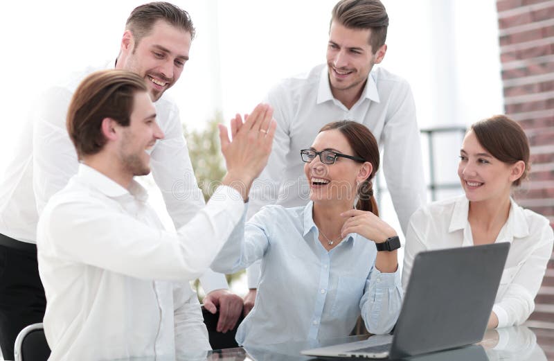 Happy Business Showing Their Success Stock Photo - Image of modern ...