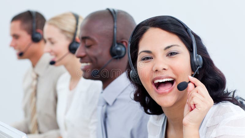 Happy Business Team in a Call Center Stock Image - Image of ...