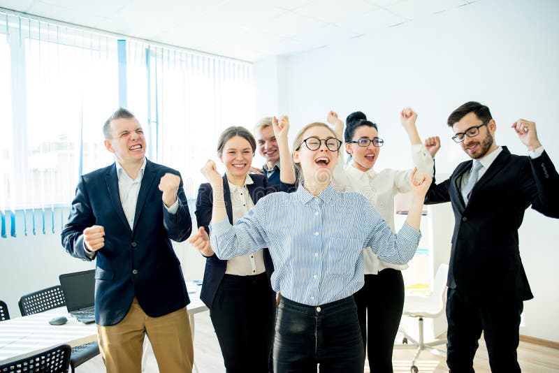 Happy business team stock photo. Image of adult, office - 89759936