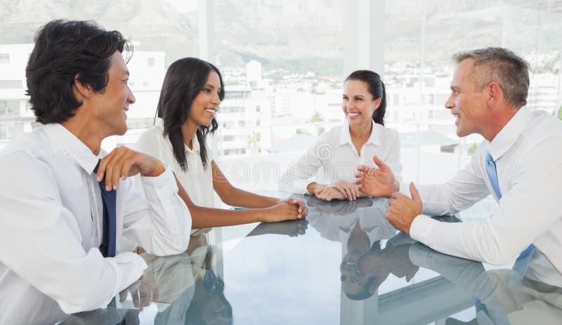 Happy Business Team Talking Together Stock Image - Image of interaction ...
