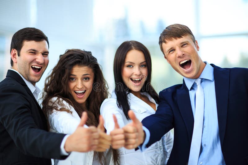 Happy Business Team with Thumbs Stock Photo - Image of friends, approve ...