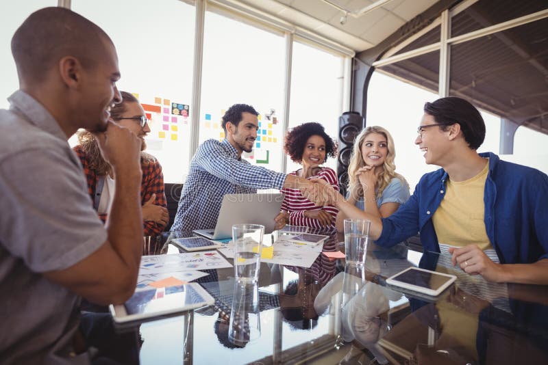 Happy Business Team Working Together at Office Stock Photo - Image of ...