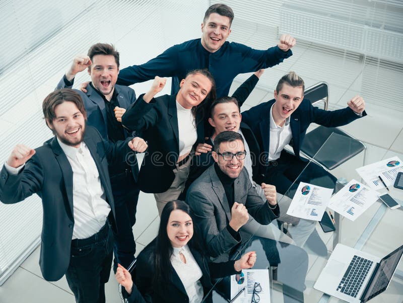 Happy Business Team at the Workplace in the Office. Stock Image - Image ...