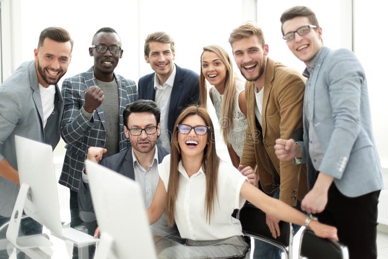 Happy Business Team in the Workplace. Stock Image - Image of business ...