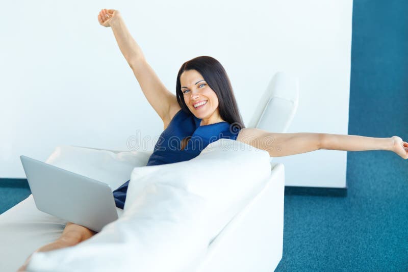 Happy Business Woman Celebrates Successful Deal Her Office B Stock ... Happy Business Woman Celebrates Successful Deal Her Office B Stock ...