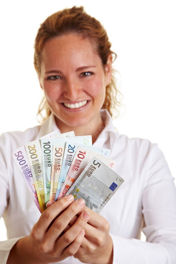Happy Business Woman with Euro Stock Image - Image of banknote ...