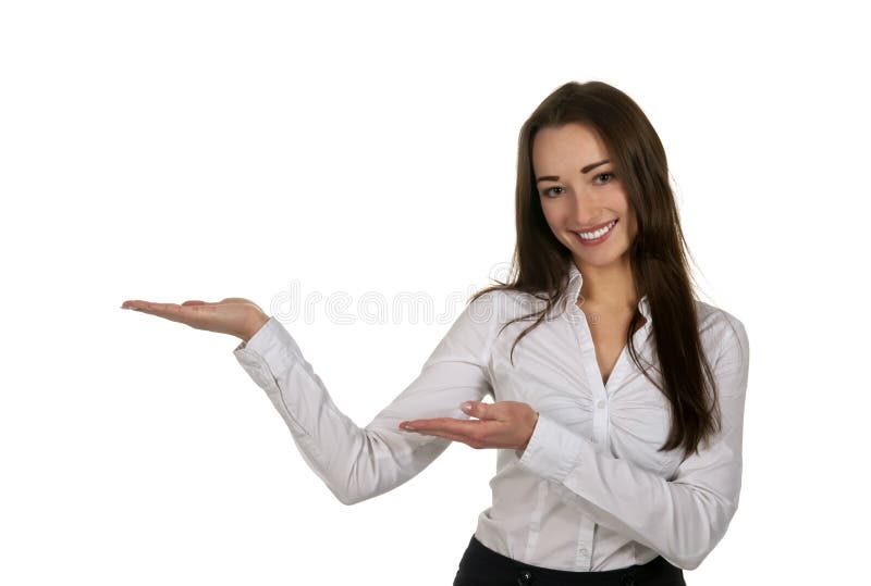 Happy Business Woman Presenting Something Stock Image - Image of ...