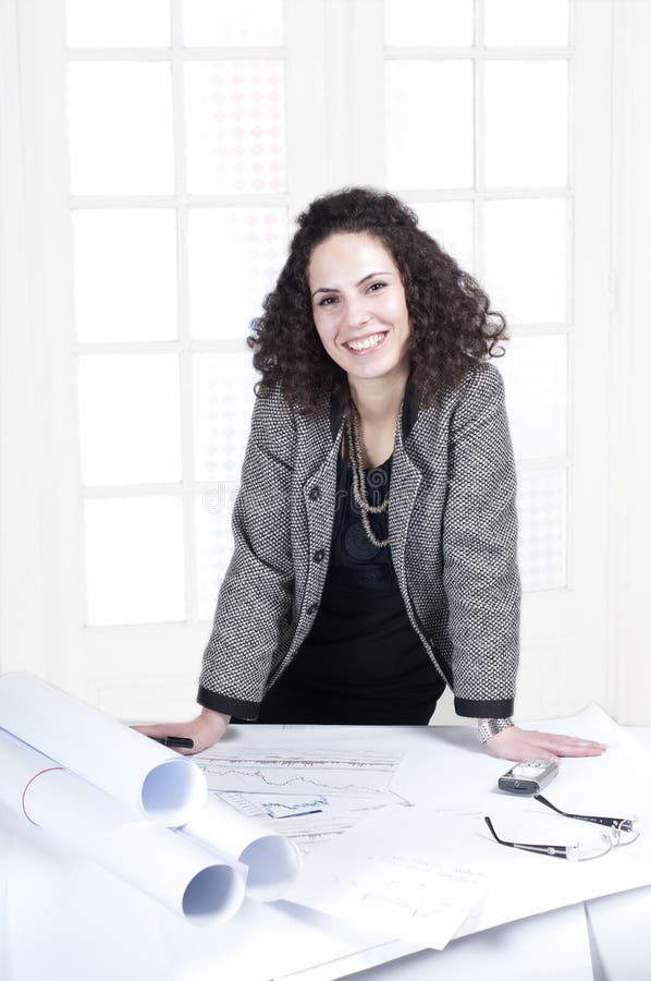 Happy Business Woman at Work Stock Photo - Image of success, smiling ...