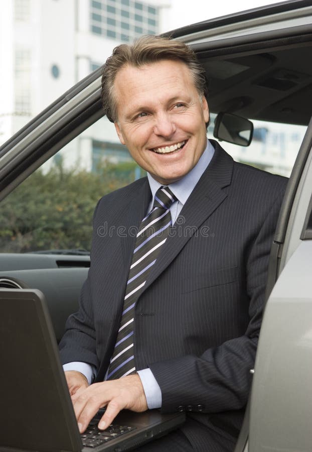 Happy businessman stock photo. Image of financial, sitting - 7125092