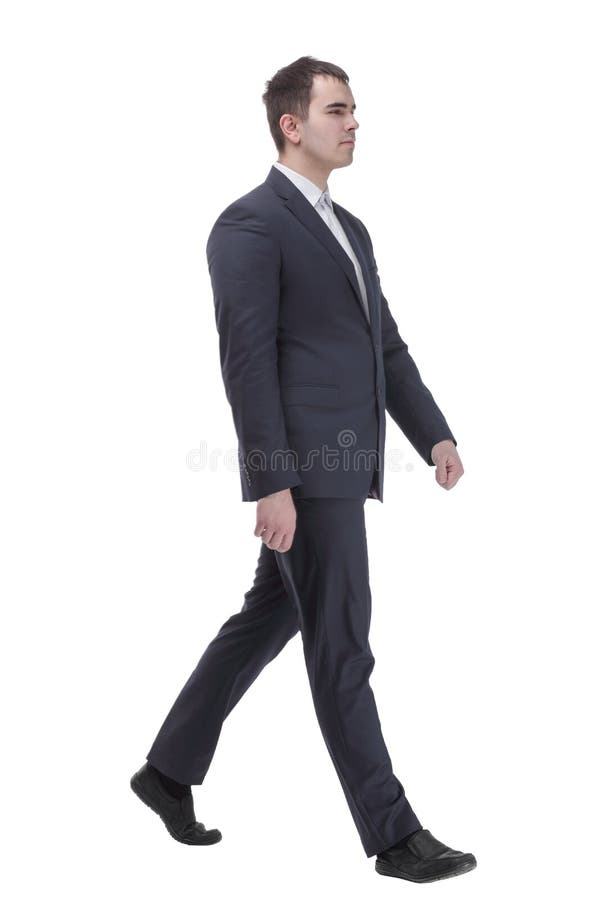 Happy Businessman in Black Suit Walking in Front of the Camera Stock ...